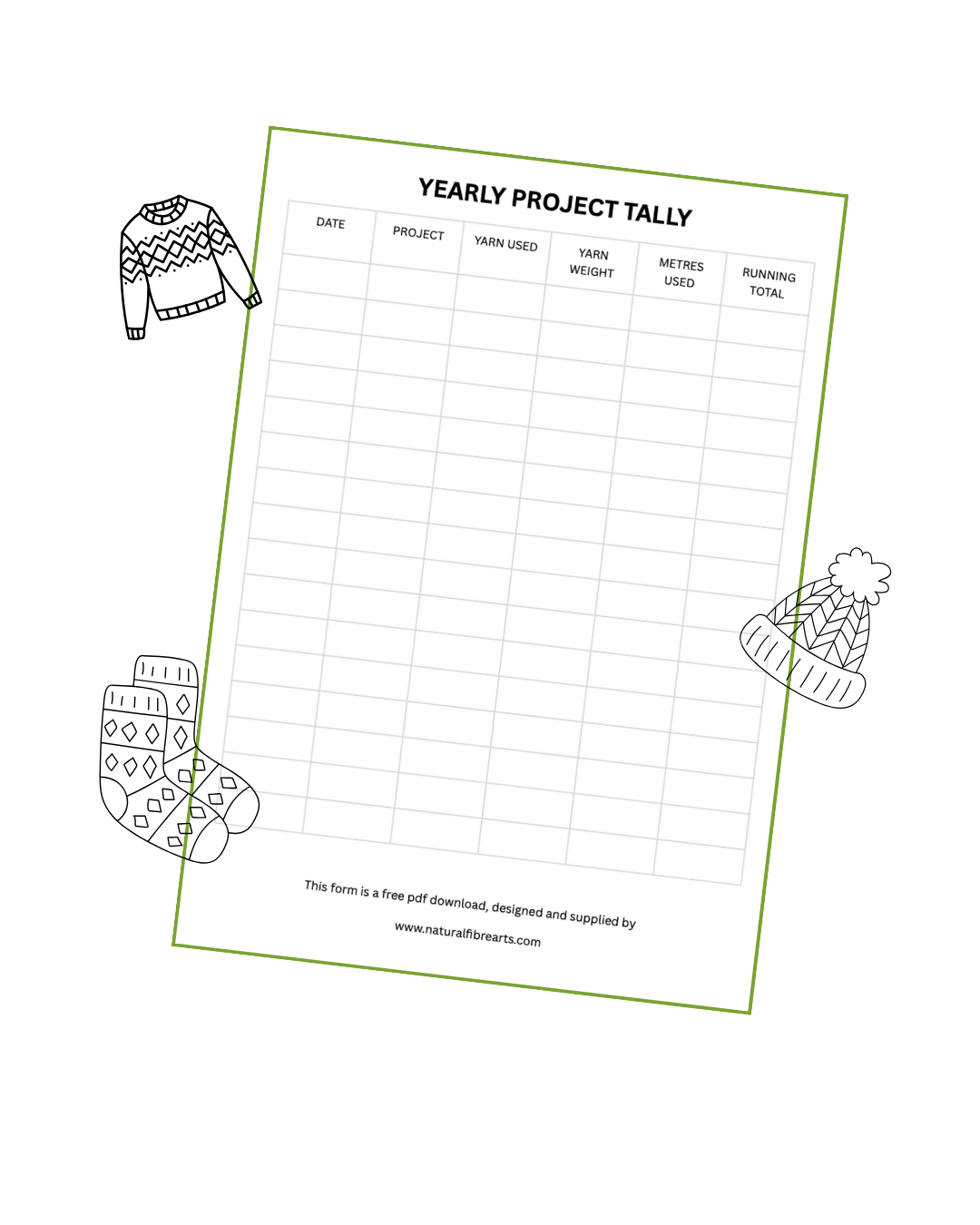 Yearly Project Tally - Free Download – Natural Fibre Arts