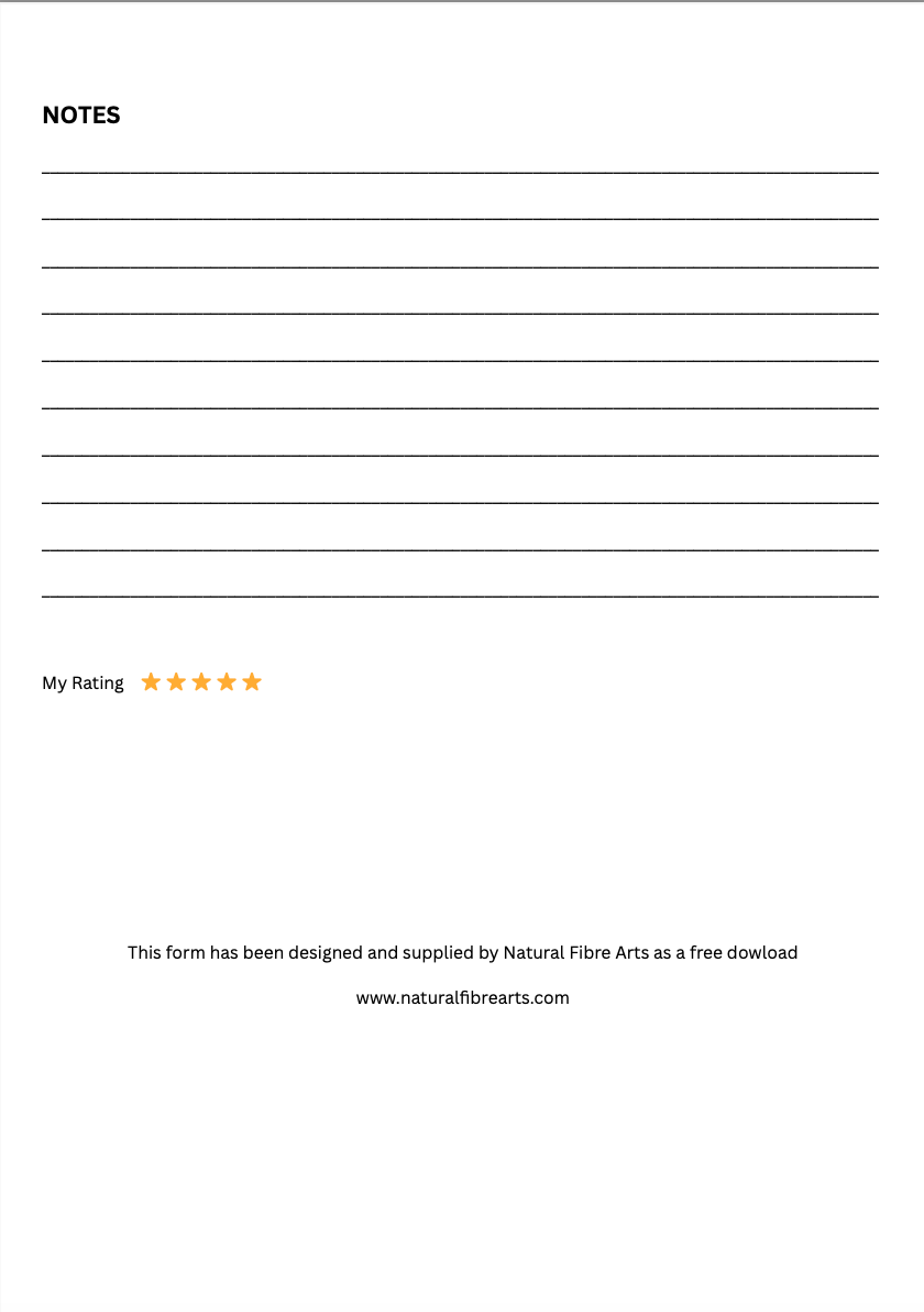 Project Diary Sheet- Free Download – Natural Fibre Arts